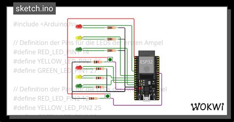 Ampelkreuzung Wokwi Esp32 Stm32 Arduino Simulator