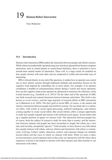 PDF Human Robot Interaction