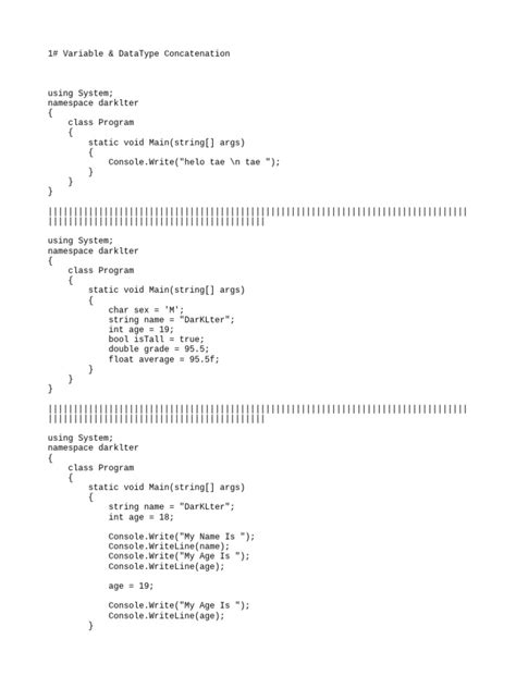 2 Variables And Datatypes Concatenation Pdf