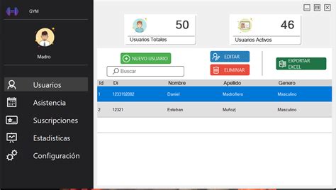GitHub madro0 gym Es una aplicación para control de un gym