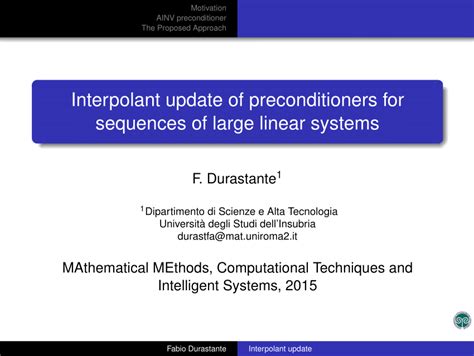 Pdf Interpolant Update Of Preconditioners For Sequences Of Large