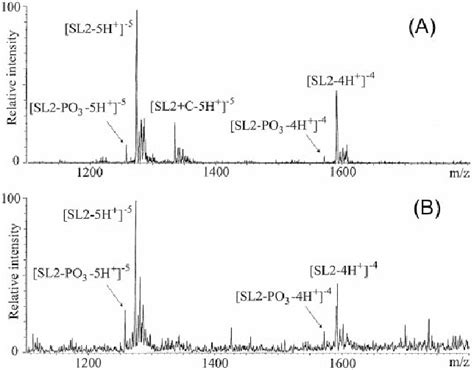Esi Ms Spectra Of A Page Puri®ed And B Ip Rplc Puri®ed Sl2 The