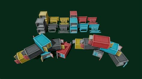 Stylized Modullar Container Asset Pack Buy Royalty Free 3d Model By