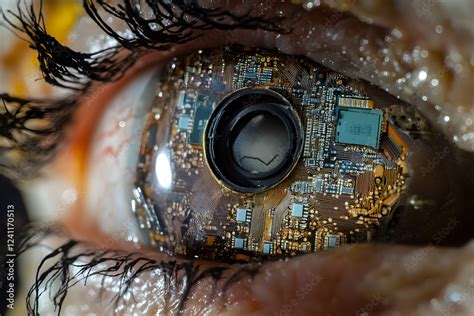 Human Eye With Cyber Retinal Recognition For Neuro Link Connection Smart Lens Eyes Vision