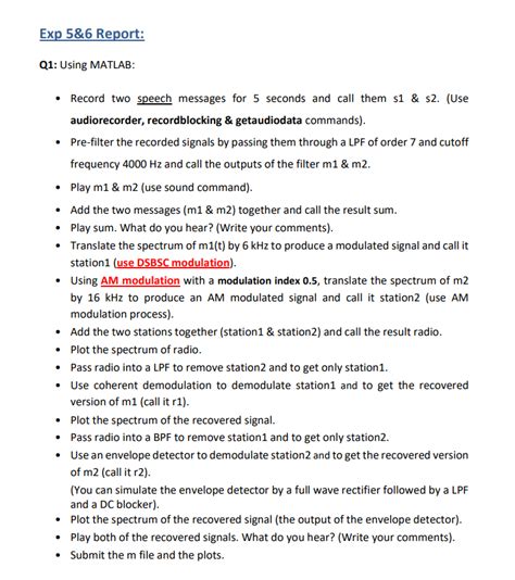 Solved Exp 5 6 Report Q1 Using MATLAB Record Two Speech Chegg Com