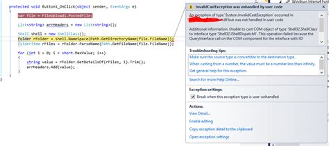 C Exception When Using Shell32 To Get File Extended Properties