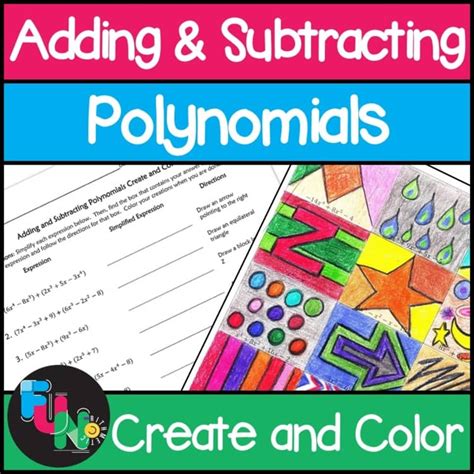Adding And Subtracting Polynomials Create And Color Fun Algebra Practice
