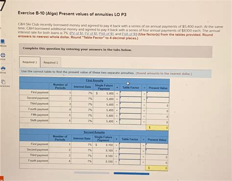 Solved Exercise B Algo Present Values Of Annuities LO Chegg Com