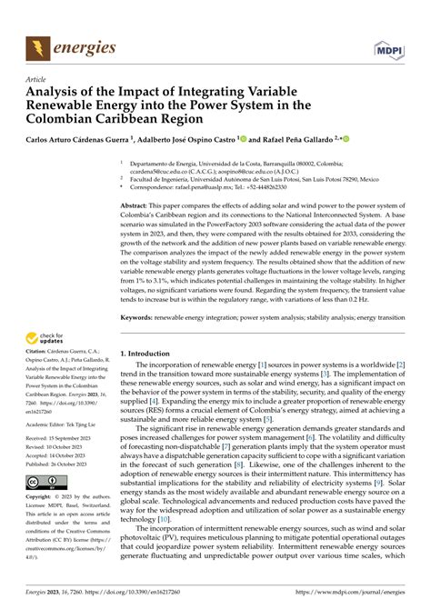 Pdf Analysis Of The Impact Of Integrating Variable Renewable Energy