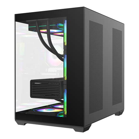 Factory New Design Panoramic View Cube Computer Case Double Sided Glass