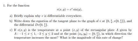 Solved 1 For The Function V X Y Exsin Y A Briefly Chegg Com