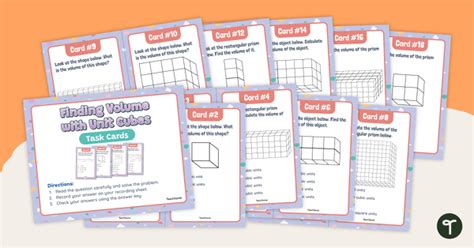 Finding Volume With Unit Cubes Task Cards Teach Starter
