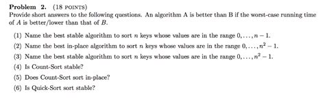 Solved Problem 2 18 Points Provide Short Answers To The