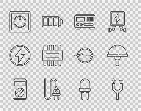 Set Line Multimeter Electric Cable Electrical Measuring Instruments Plug Light Switch