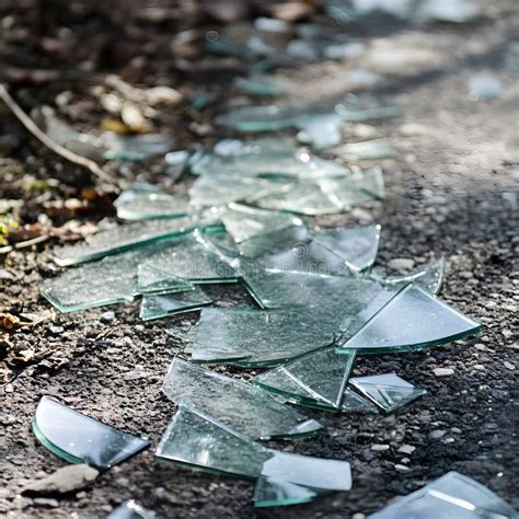 Shattered Broken Glass Pieces On The Ground Stock Illustration