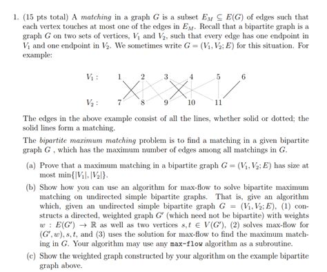 1 15 Pts Total A Matching In A Graph G Is A Subset