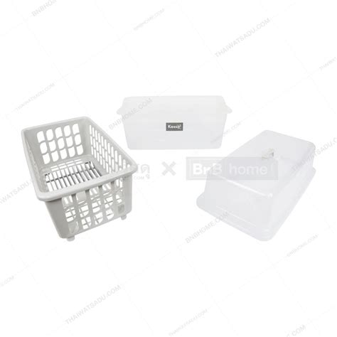 ที่คว่ำจานพลาสติกพร้อมฝาปิด 1 ชั้น Classic Kassa Home รุ่น 2401 ขนาด 45 X 24 X 295 ซม สีเทา