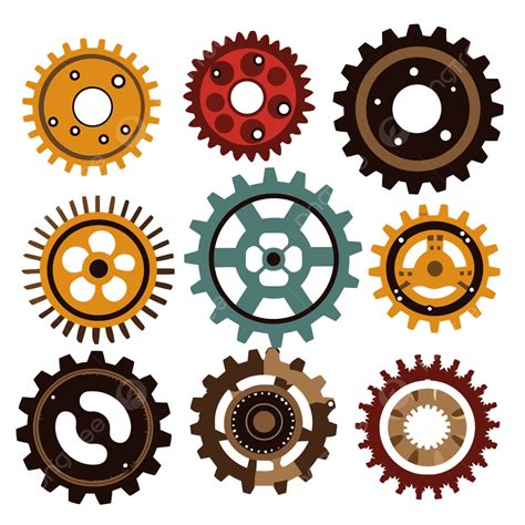 Cogs Clipart Set Of Colorful Gears Cartoon Vector Cogs Clipart Cartoon Png And Vector With