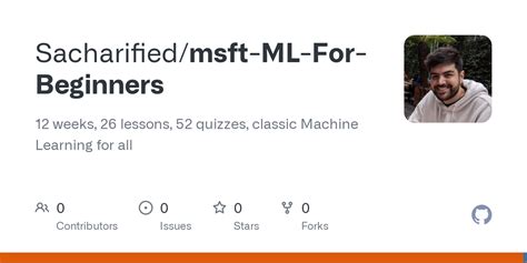 Github Sacharified Msft Ml For Beginners 12 Weeks 26 Lessons 52