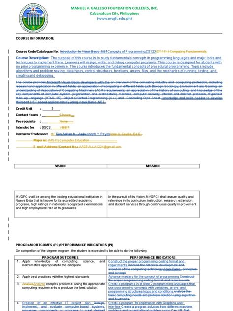 Concept Of Programming Syllabus Pdf Programming Language Subroutine