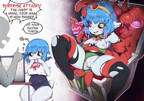 Rule 34 Anthro Ass Blue Hair Blush Bovid Breasts Chelsi Clothed Clothing Dialogue Duo English