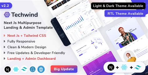 Techwind React Next Js Multipurpose App Saas Software Landing