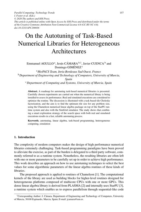 PDF On The Autotuning Of Task Based Numerical Libraries For Heterogeneous Architectures