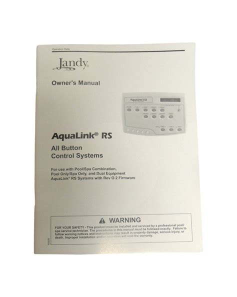 Jandy Owners Instruction Manual Aqualink Rs Onetouch All Button