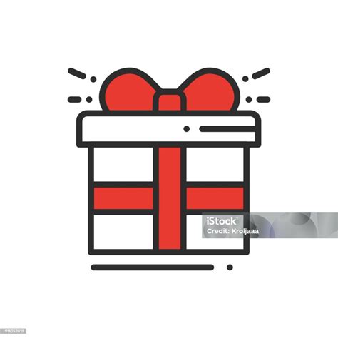 선물 상자 리본 라인 아이콘입니다 현재 Tbox입니다 축 하 파티 생일 휴일 테마입니다 기호와 기호입니다 벡터 간단한 선형 디자인입니다 개념에 대한 스톡 벡터 아트 및