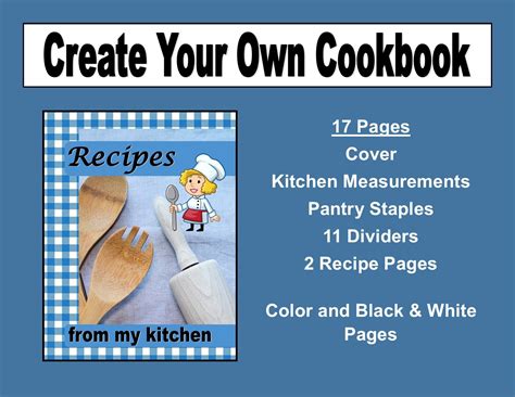 Create Your Own Cookbook Printable ~ Digital Download ~ Cover Dividers And Recipe Pages To
