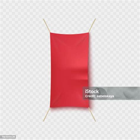 빈 빨간 섬유 광고 배너 매달려 캔버스 수직 템플릿 벡터입니다 3차원 형태에 대한 스톡 벡터 아트 및 기타 이미지 3차원 형태 개체 그룹 공란 Istock