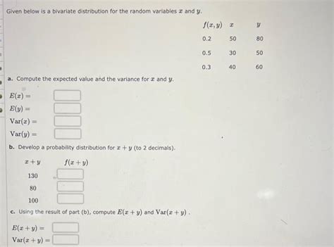 Solved Given Below Is A Bivariate Distribution For The