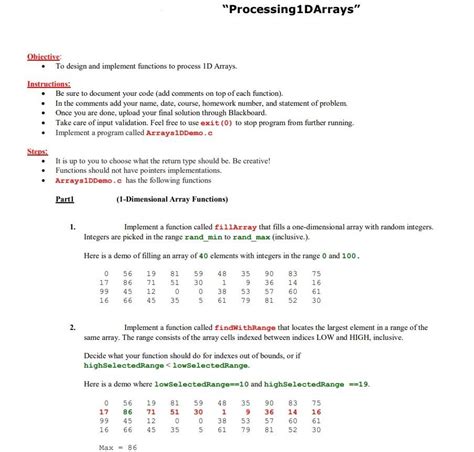 Solved Processing1darrays Objective • To Design And