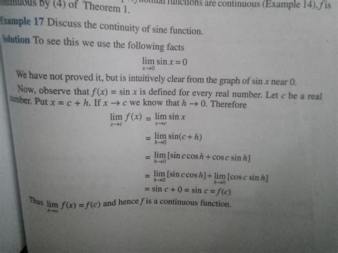 Why In Proving The Continuity Of Trigonometric Functions Such As Sine Cosine Etc We Find Limit