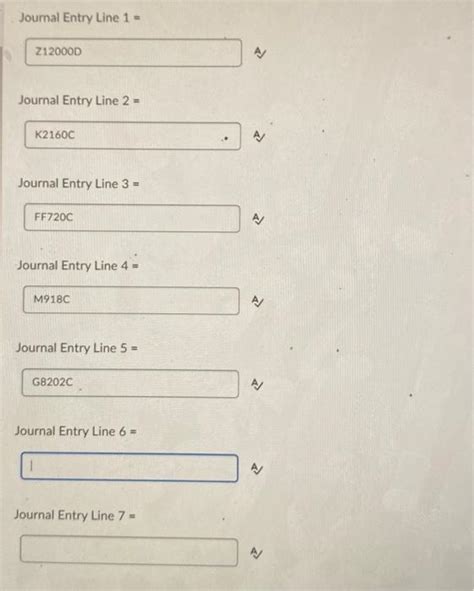 Solved Journal Entry Line 1 Journal Entry Line 2 A