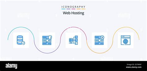 Web Hosting Blue 5 Icon Pack Including Server Internet Network Server Database Stock Vector