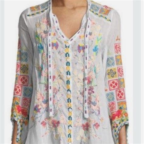 Johnny Was Tops Johnny Was Nikolita Embroidered Blouse Boho White