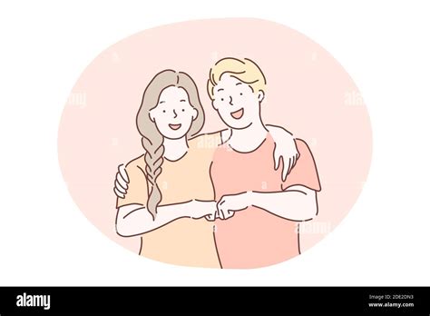 Friendship Friends Forever Concept Smiling Positive Boy And Girl