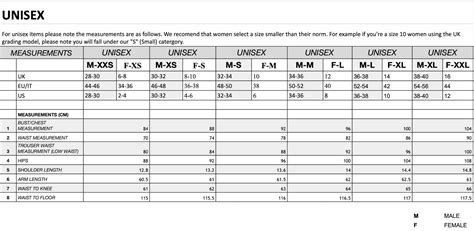 Sizing Chart Katush Store