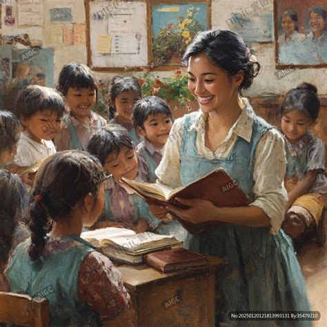 Ai创作图山村女教师 最美乡村教师 妇女扫盲班 华侨捐助教育 山村儿童教育 旧时上课场景 听故事场景 2022年最美教师 努力工作人民教师系列 教育后代场景 大学生支教 发展乡村教育 农村教育