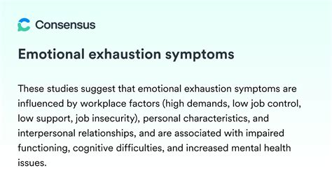 Emotional Exhaustion Symptoms Consensus Academic Search Engine