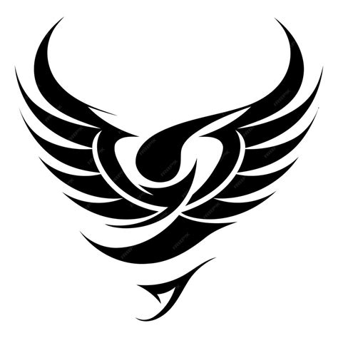 A Bold And Striking Tribal Design Featuring A Stylized Bird With Outstretched Wings Premium Ai