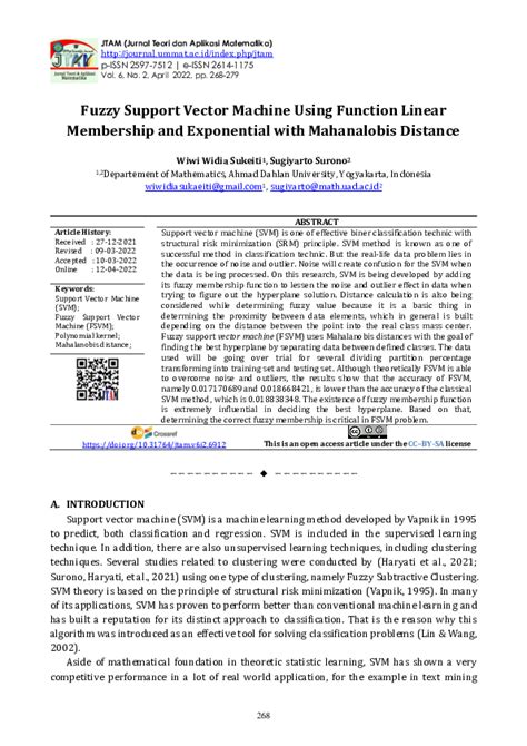 Pdf Fuzzy Support Vector Machine Using Function Linear Membership And