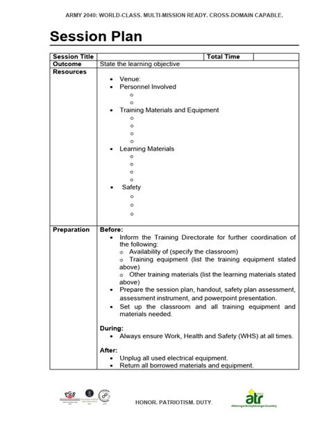 Session Plan Template Pdf Behavior Modification Learning