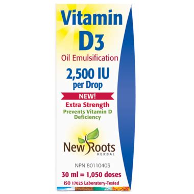 Acheter New Roots Herbal Vitamin D3 Oil 2500 Iu Per Drop Extra