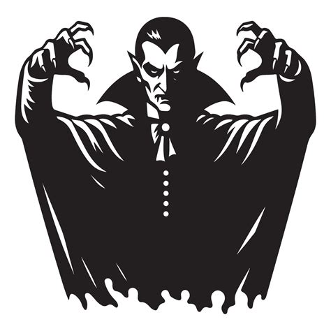 Classic Vampire Silhouette With Menacing Claws For Horror Themes