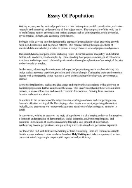 Essay Of Populationpdf