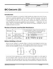 Lab 07 DC Circuits II V1 6 Docx Name Sec DC Circuits 2 Date DC CIRCUITS 2 Introduction In