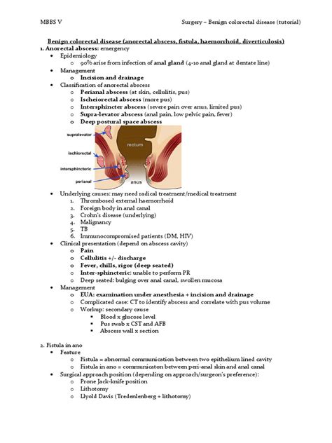 Surgery Benign Colorectal Disease Tutorial Pdf