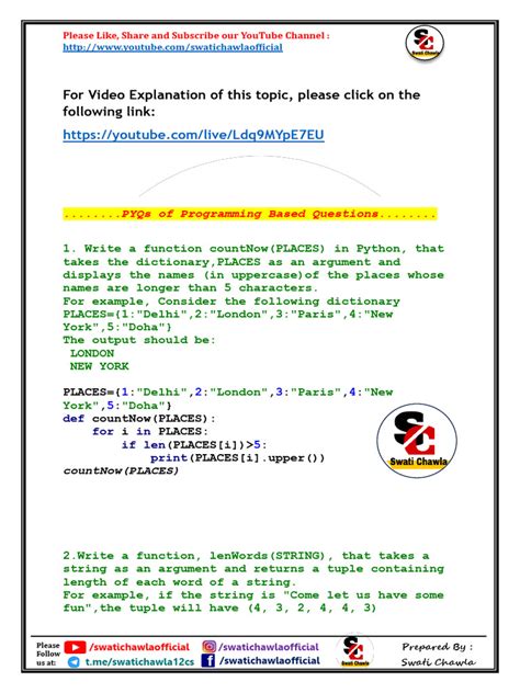March 16 Pyqs Of Programming Based Questions By Swati Chawla Pdf